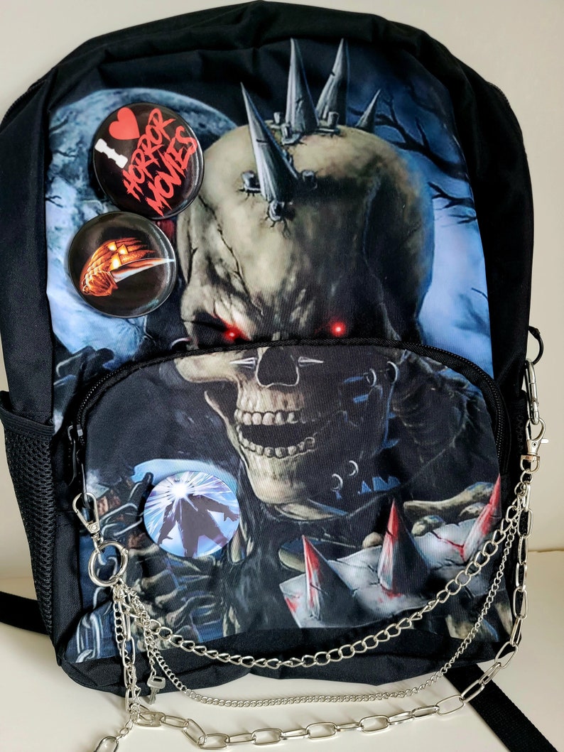 Skull Backpack/gothic Shoulder Backpack/don't Come Easy/horror Backpack ...