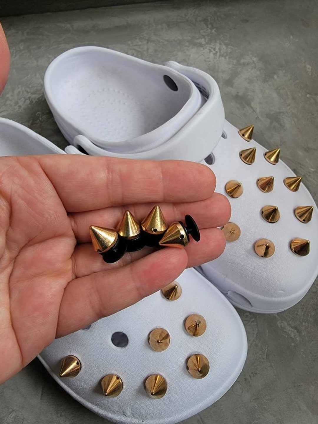 Coper Gold Spike Charm. Plastic Spikes Croc Charms. Cone Shape Stud ...