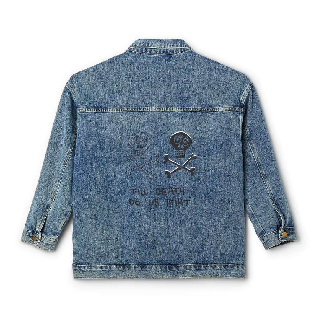 Denim Jacket Till Death Do Us Part Skull Design - Trendy Women's Bridal ...