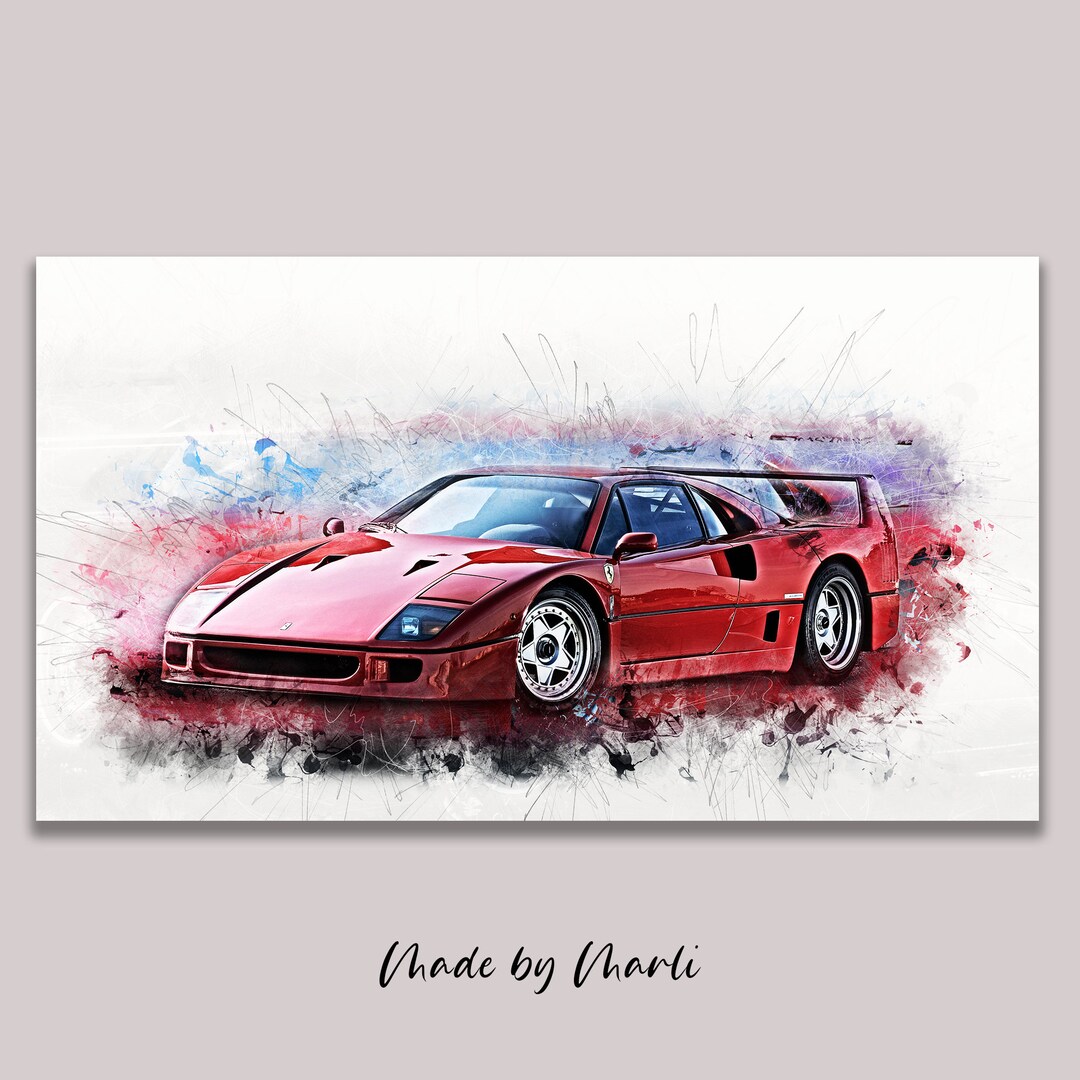 Ferrari F40 Supercar Custom Print - A3 - A4 - Gift - Home Decor ...