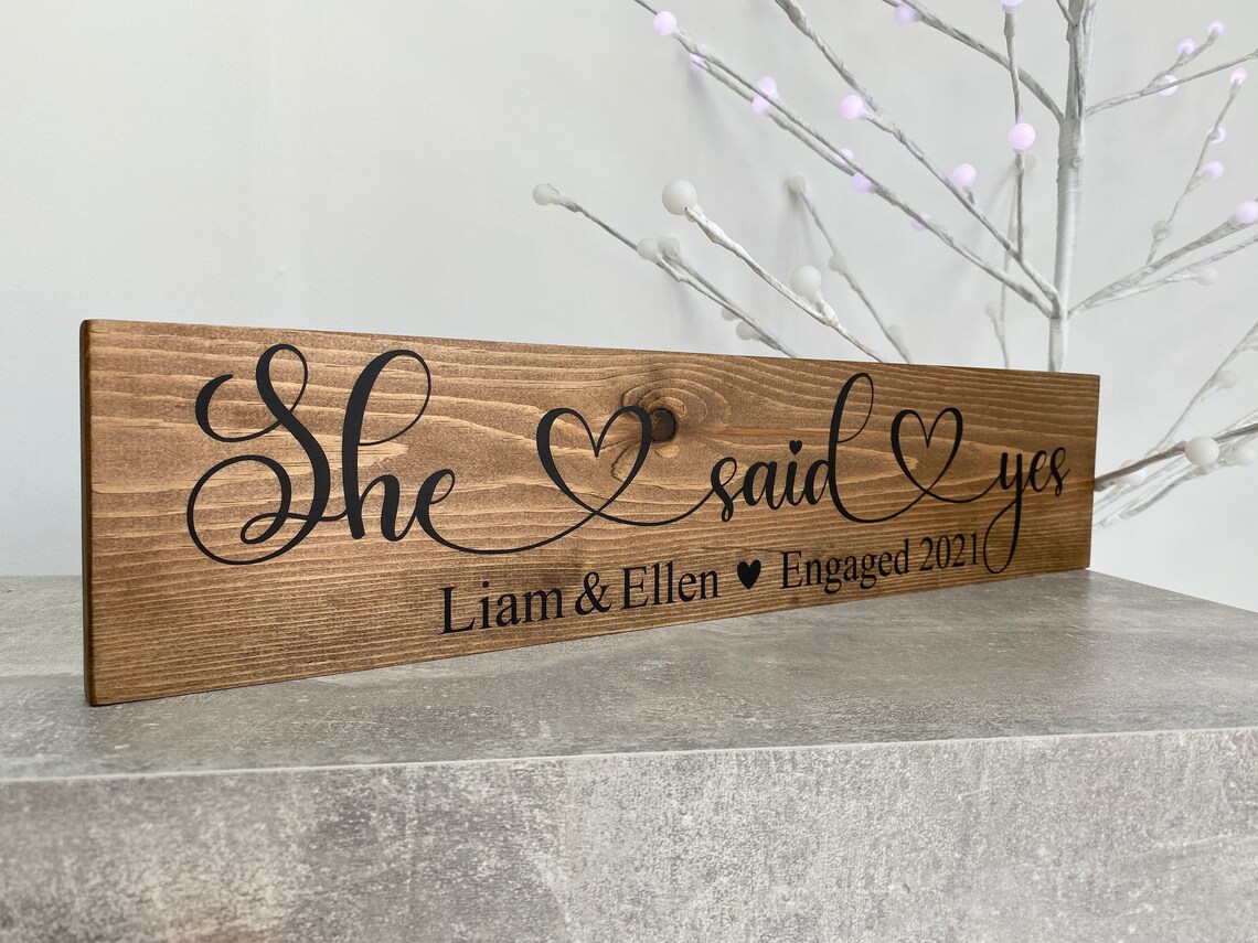 She said yes Personalised Wooden Plaque Sign love Home | Etsy