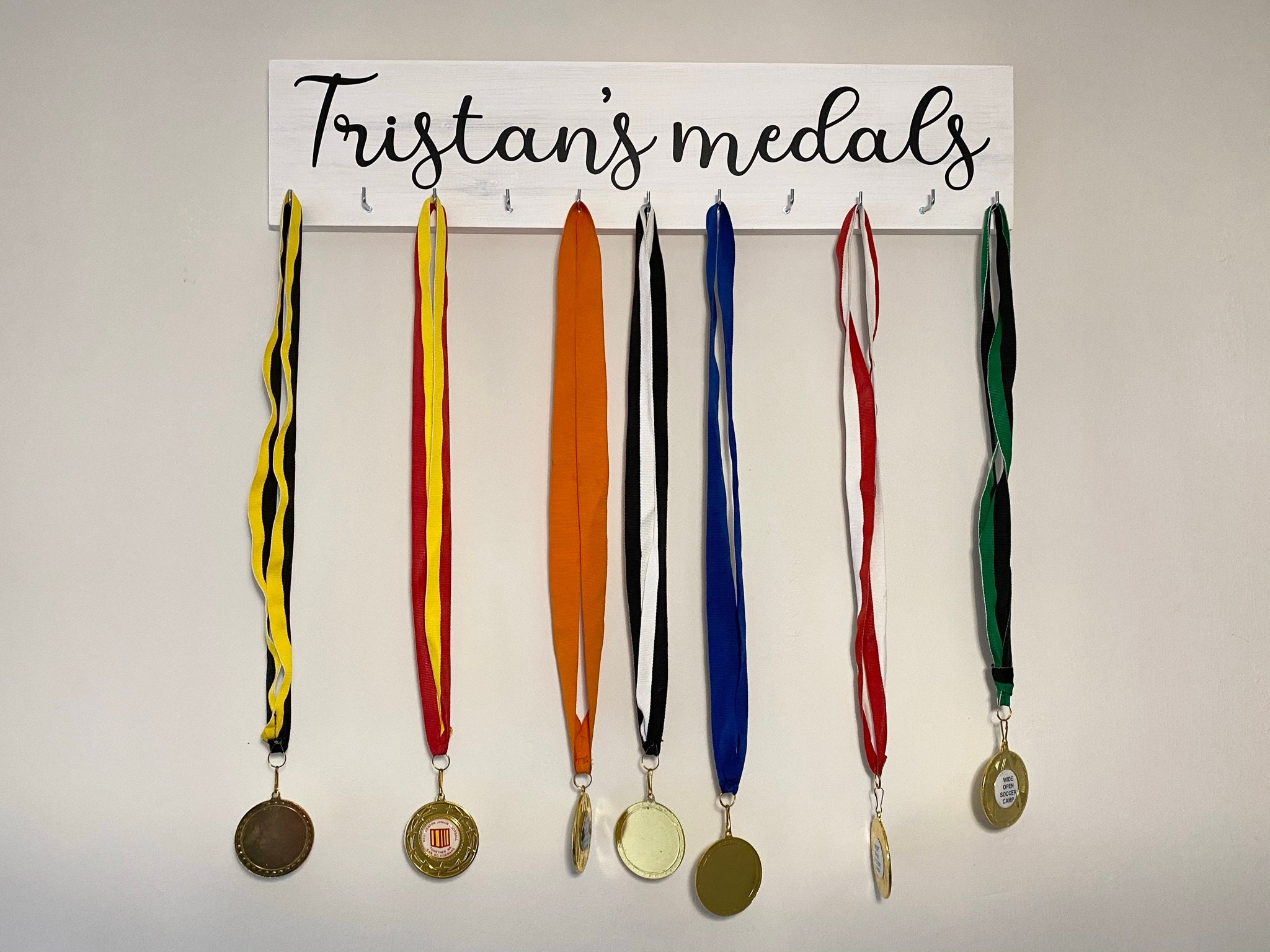 Medal Hanger Handmade Personalised Wooden Plaque Sign Miles - Etsy UK