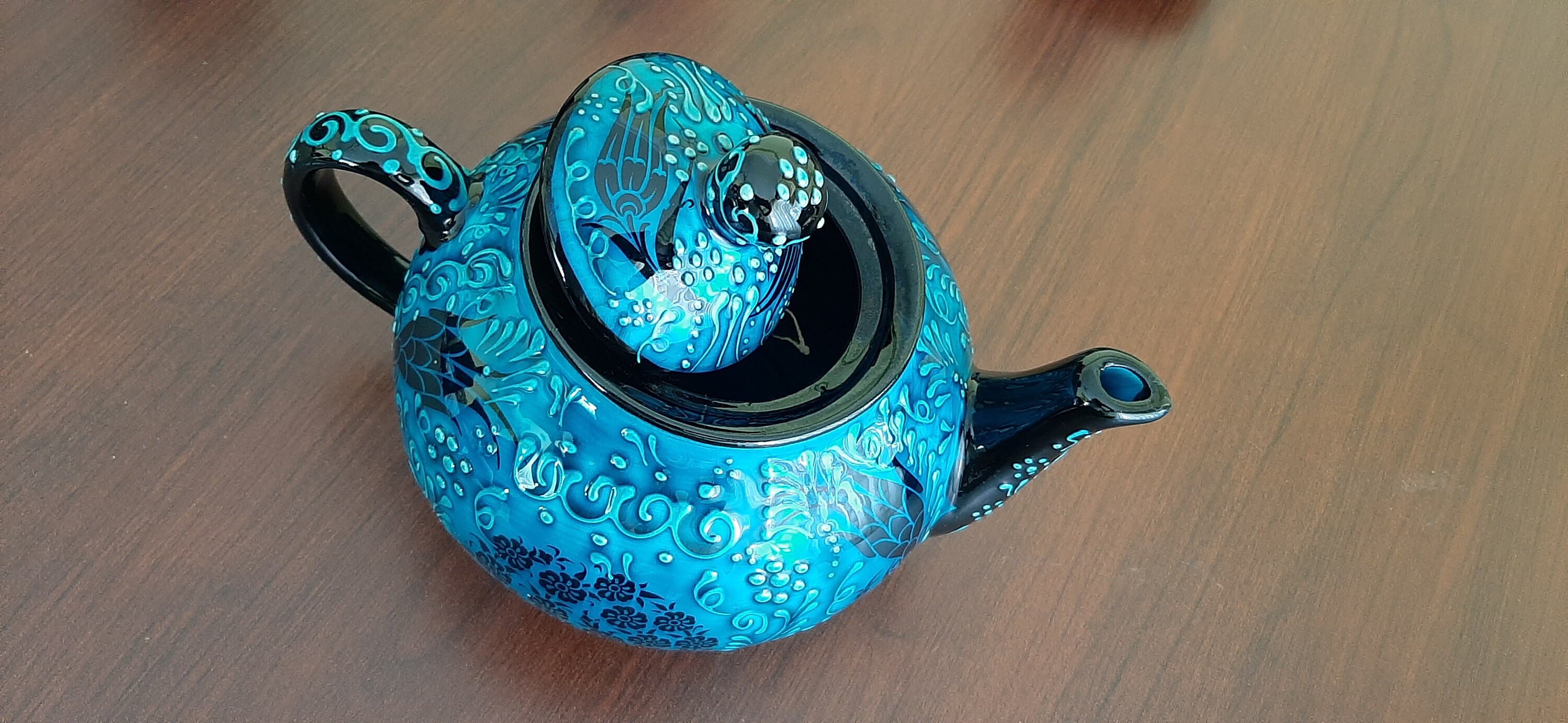 Ceramic Turquoise Teapot Samovar Tea Pot Turkish Motif Unique ...