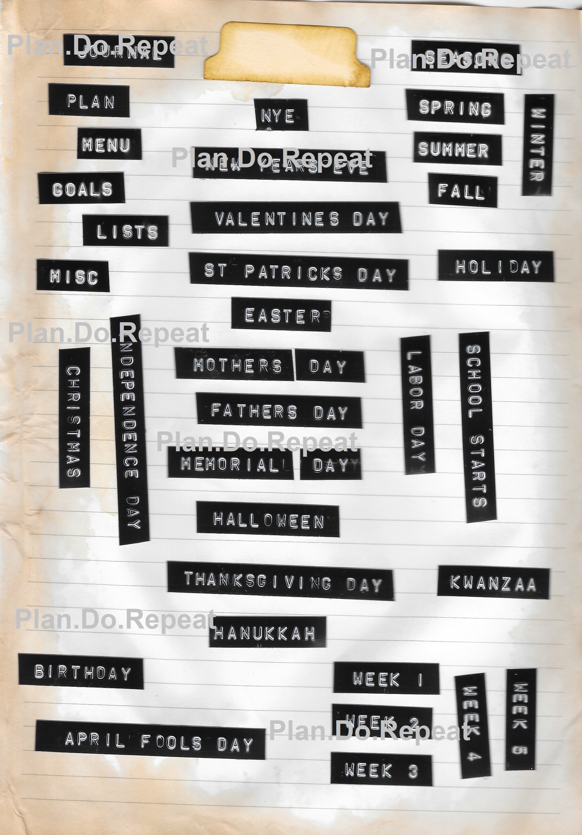 Retro Black Label Maker Calendar Words - Planner - Journal - Holidays ...
