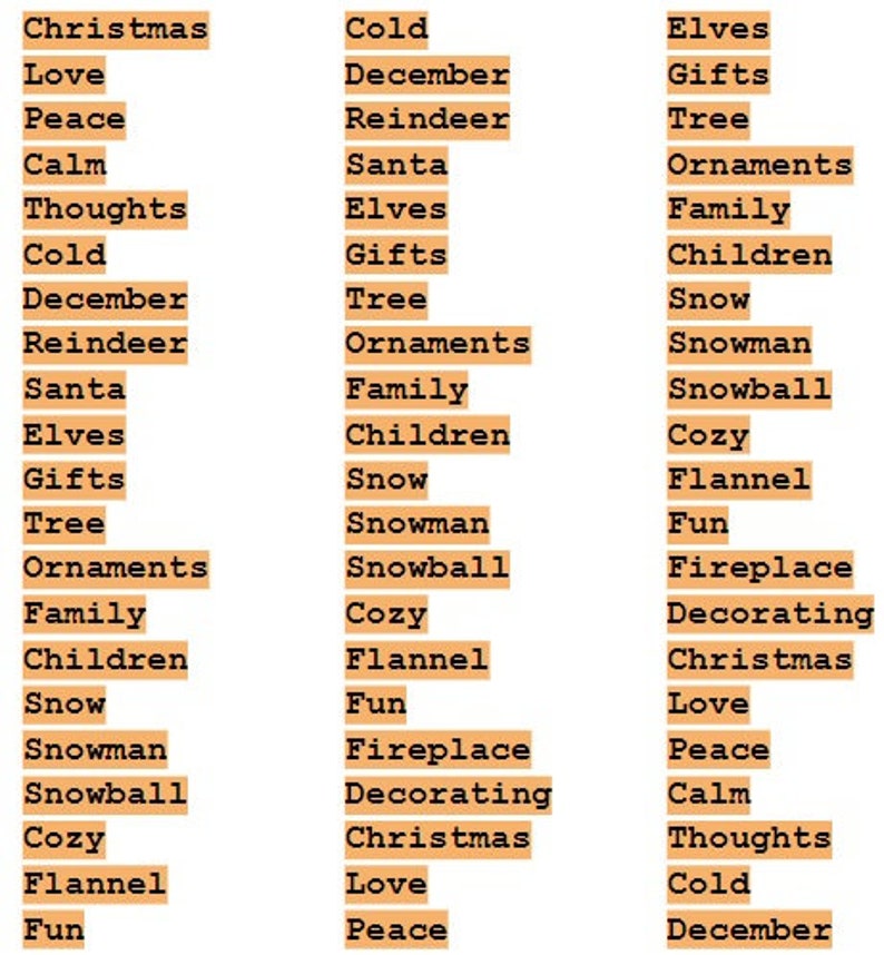 Digital Christmas Ephemera Words Cursive and Print With Highlights - Etsy