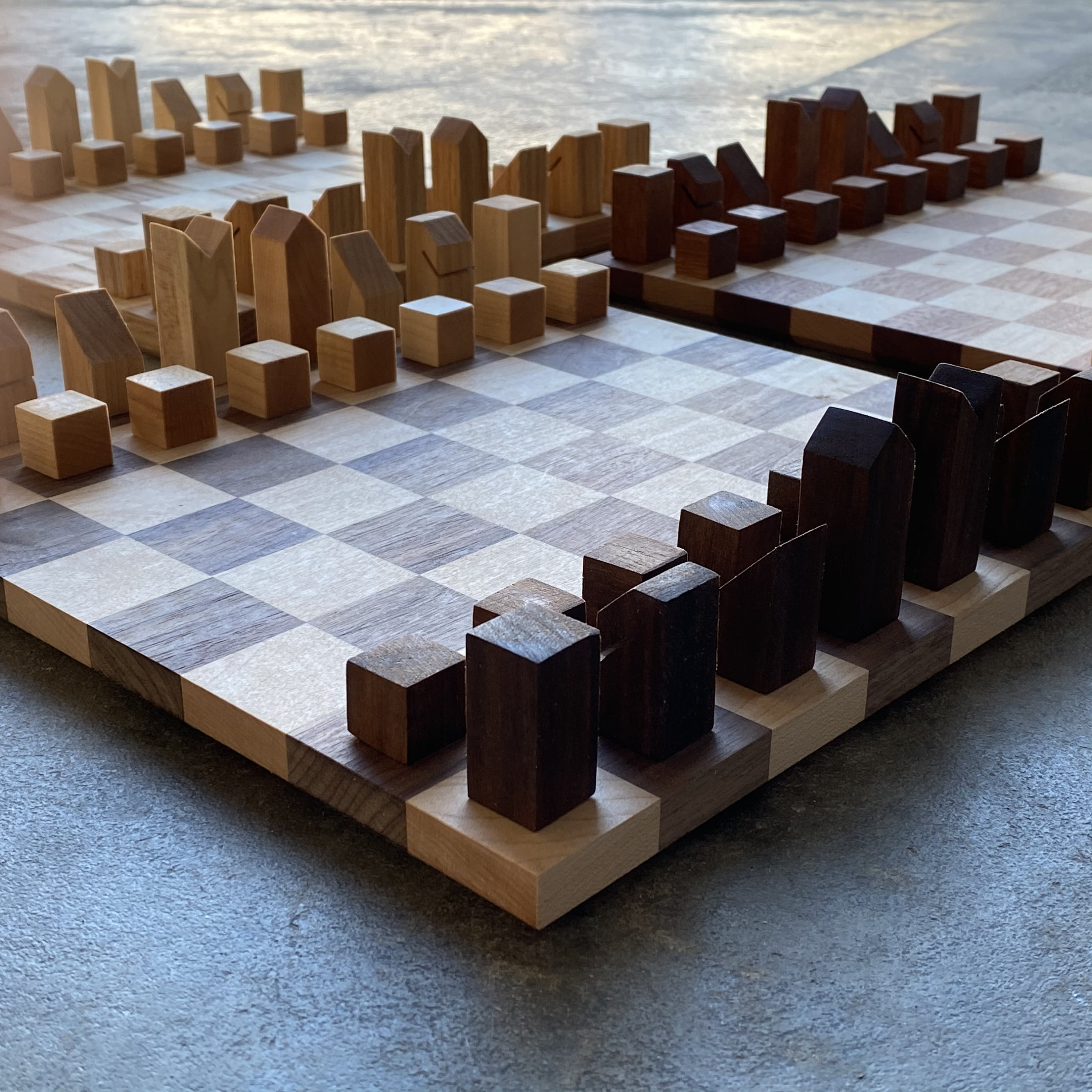 Hardwood Modern Chess Set - Etsy