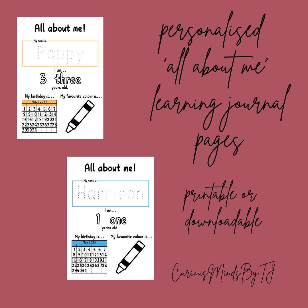 Personalised 'all About Me' Learning Journal Page - Etsy UK