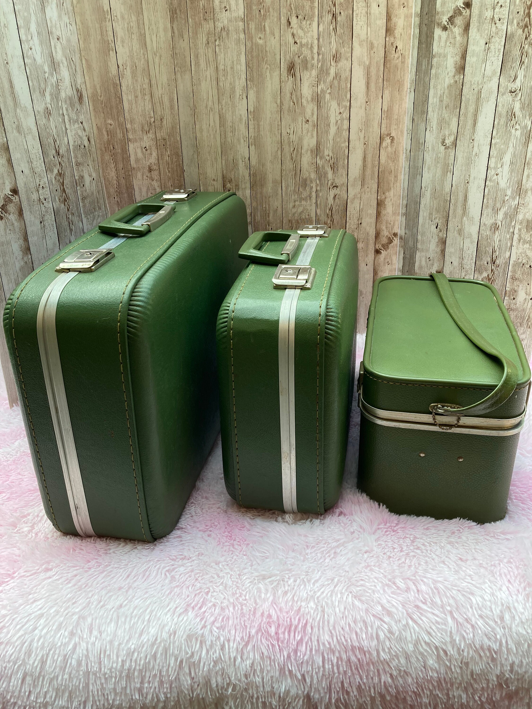 Vintage Green Airway Luggage Set, Retro Luggage Set, 3 Piece Luggage ...