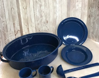 Blue Enamel Cookware | Etsy