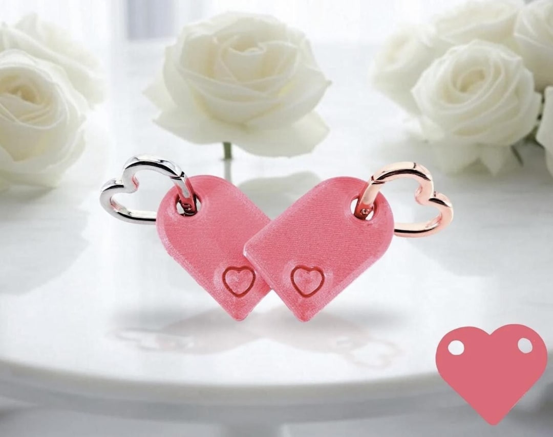 Coral Heart Keychain 3D Printed Magnetic Keychains His Hers Couple ...