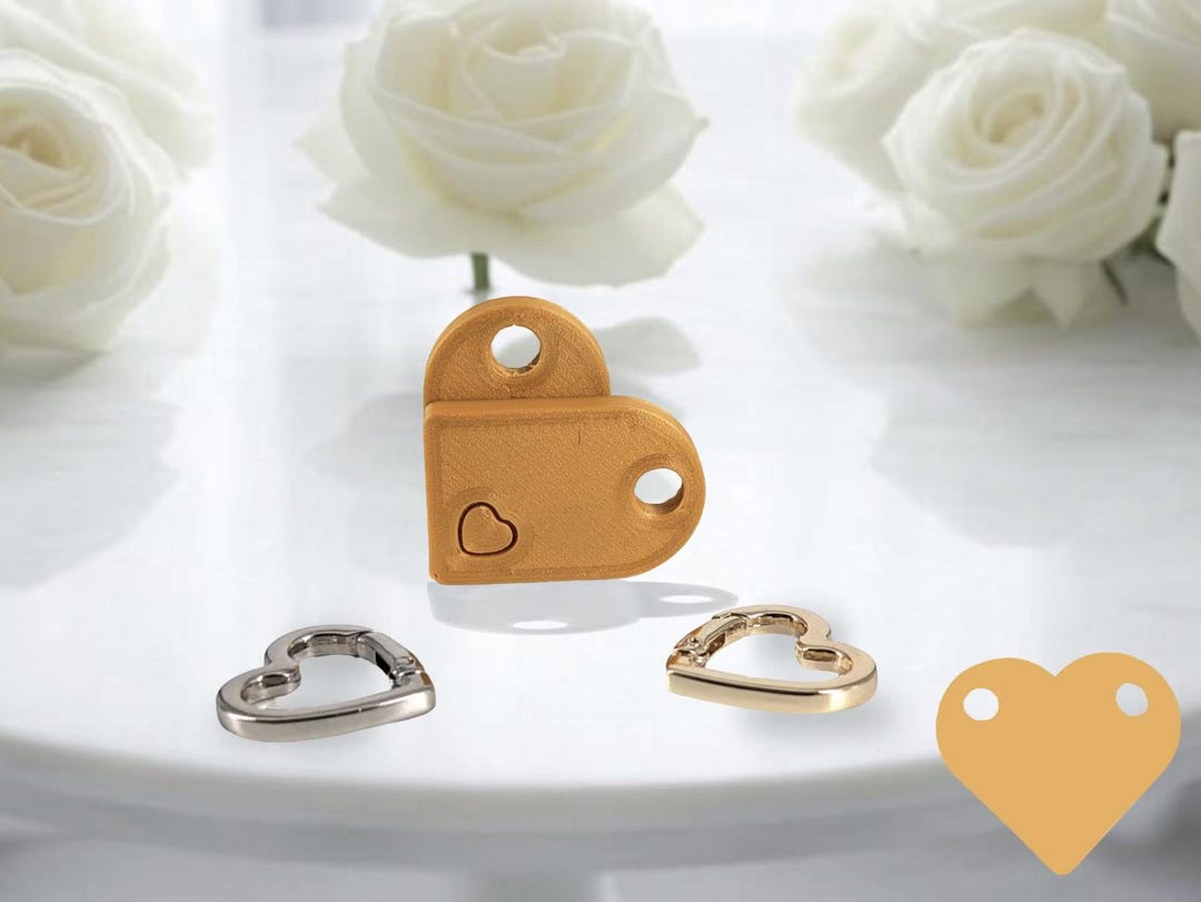 Gold Heart Keychain 3D Printed Magnetic Keychains His Hers Couple ...