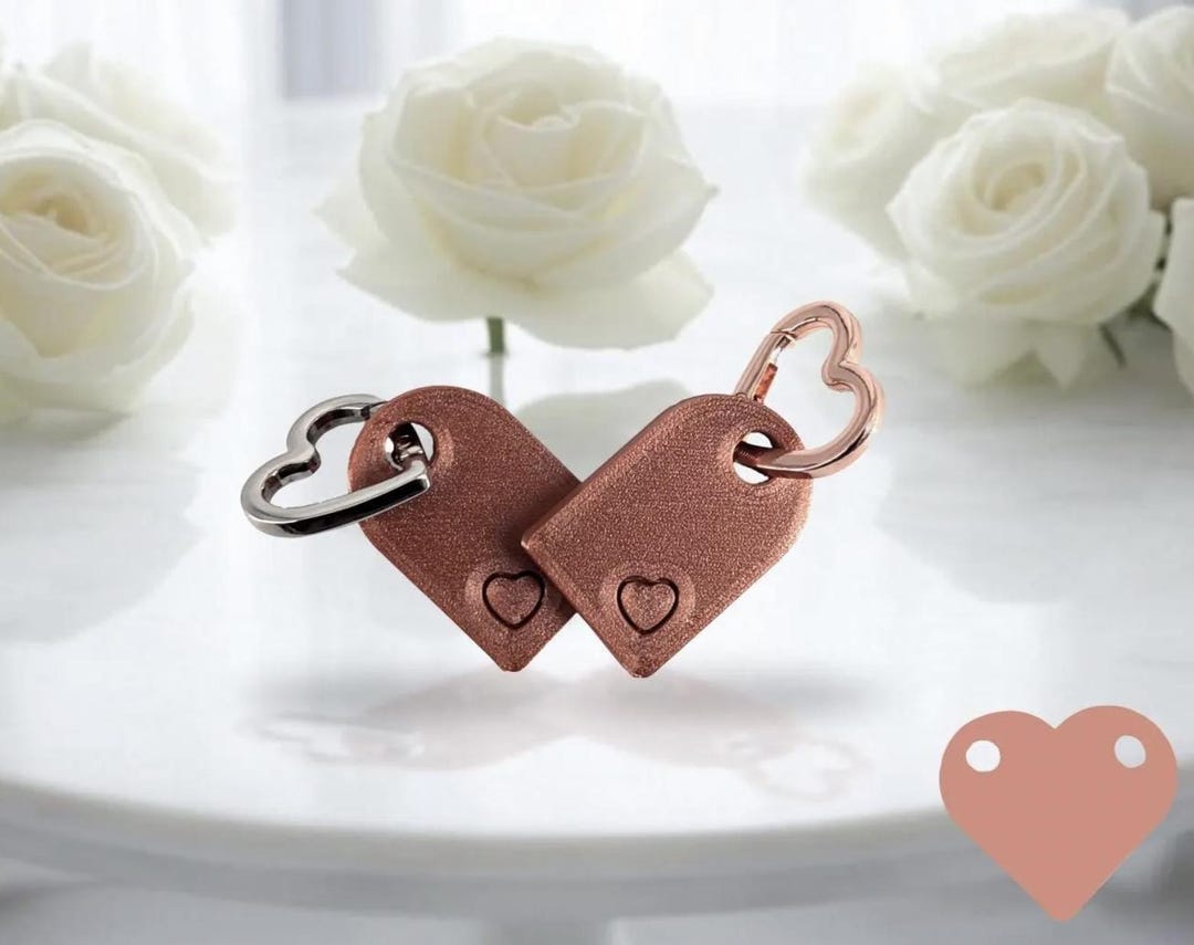 Copper Heart Keychain 3D Printed Magnetic Keychains His Hers Couple ...