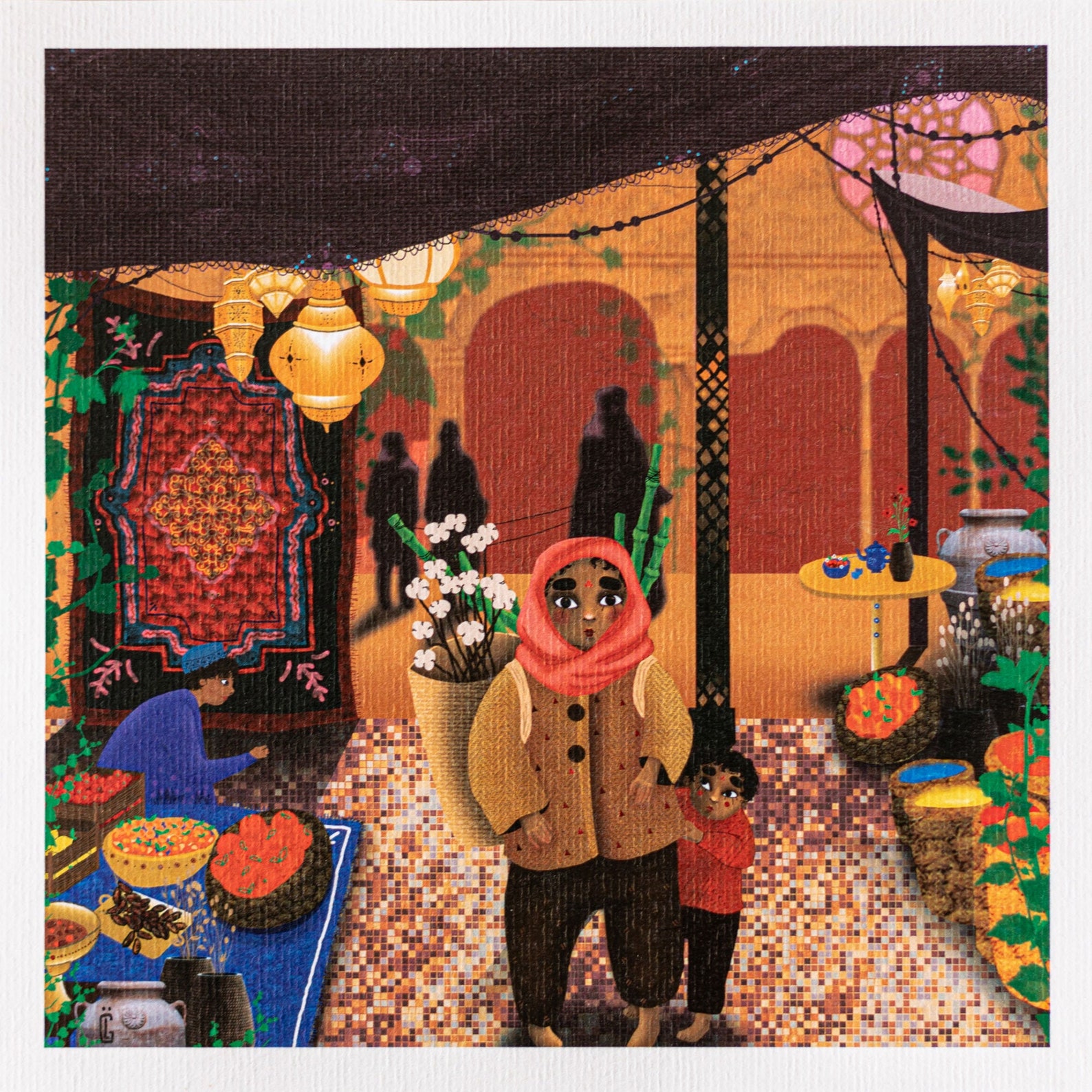 Souk Illustration Print 30x30cm Colorful Souk Market - Etsy