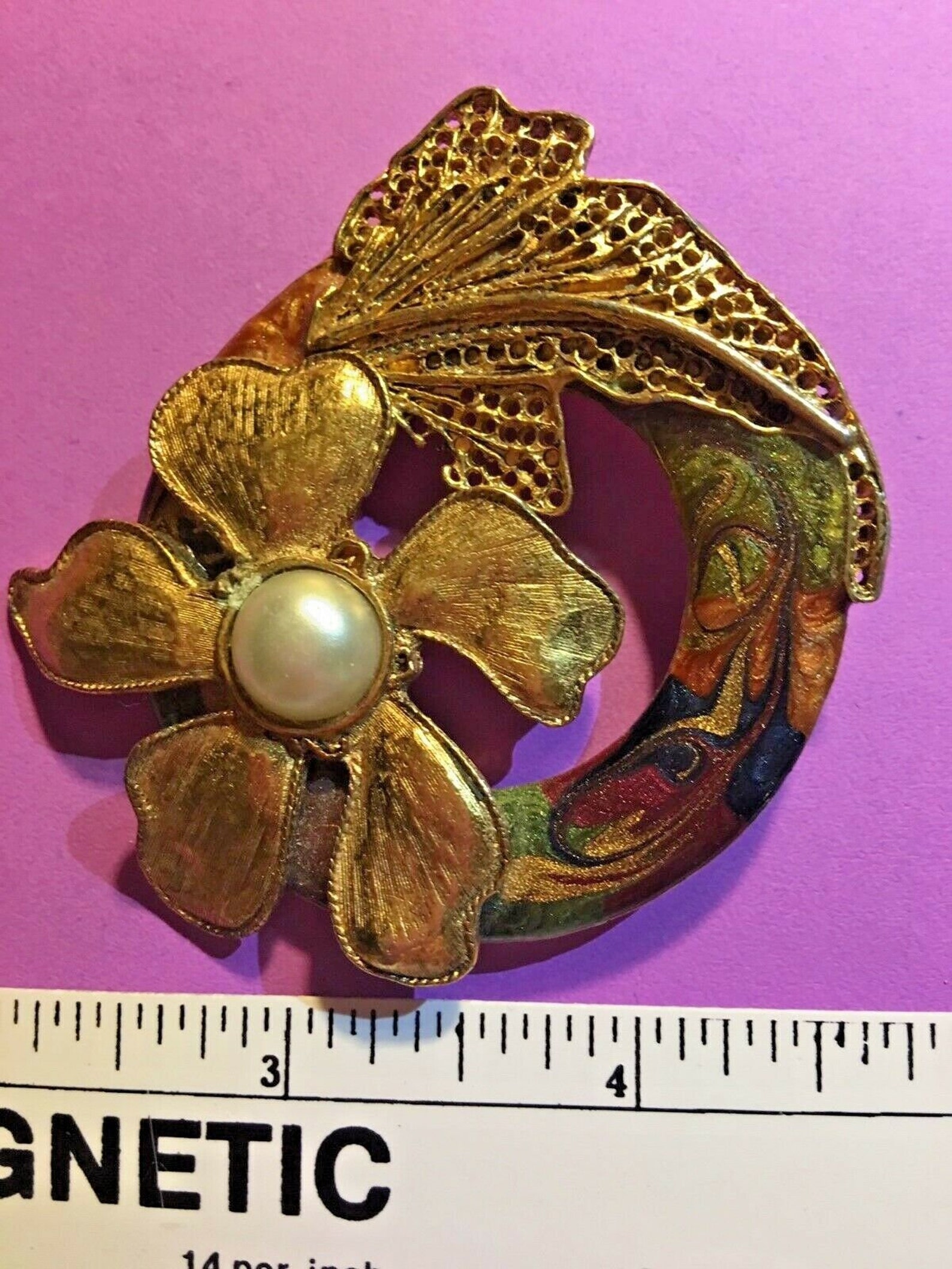 Broche esmaltado vintage 1960 estilo art decó bien hecho - Etsy España