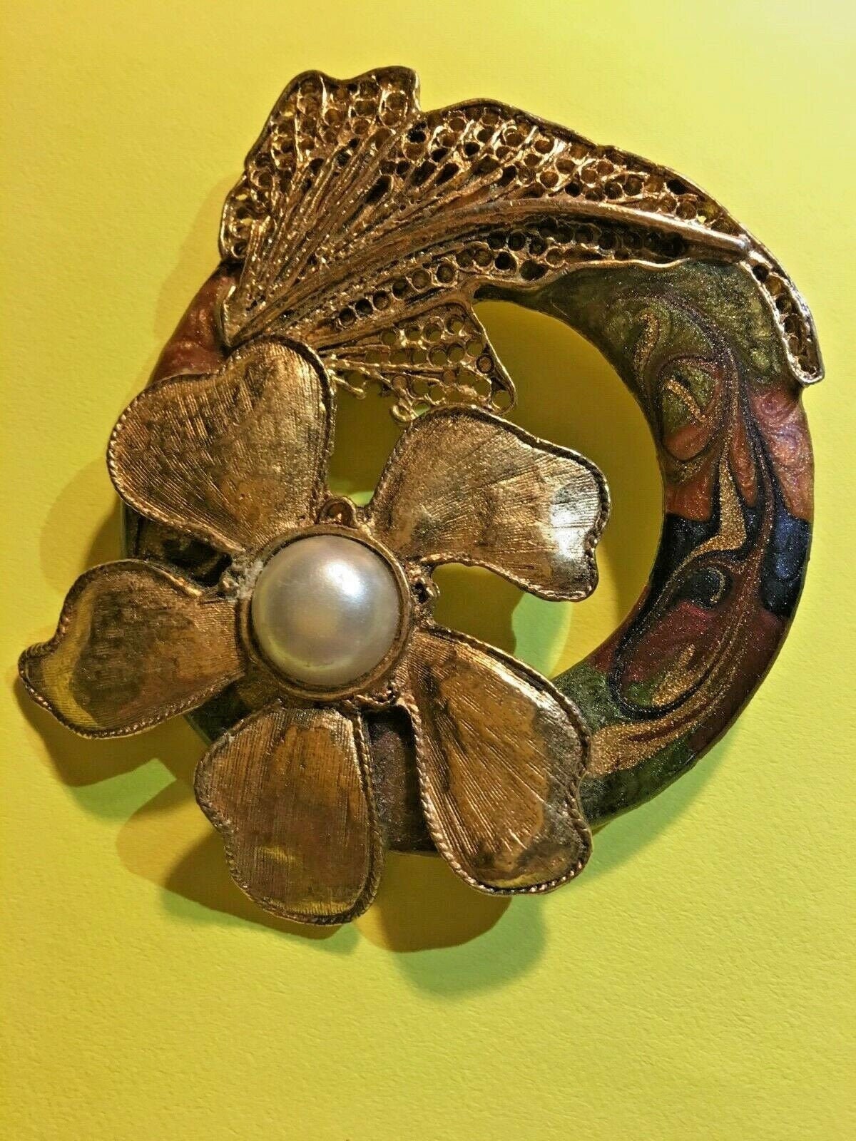 Broche esmaltado vintage 1960 estilo art decó bien hecho - Etsy España