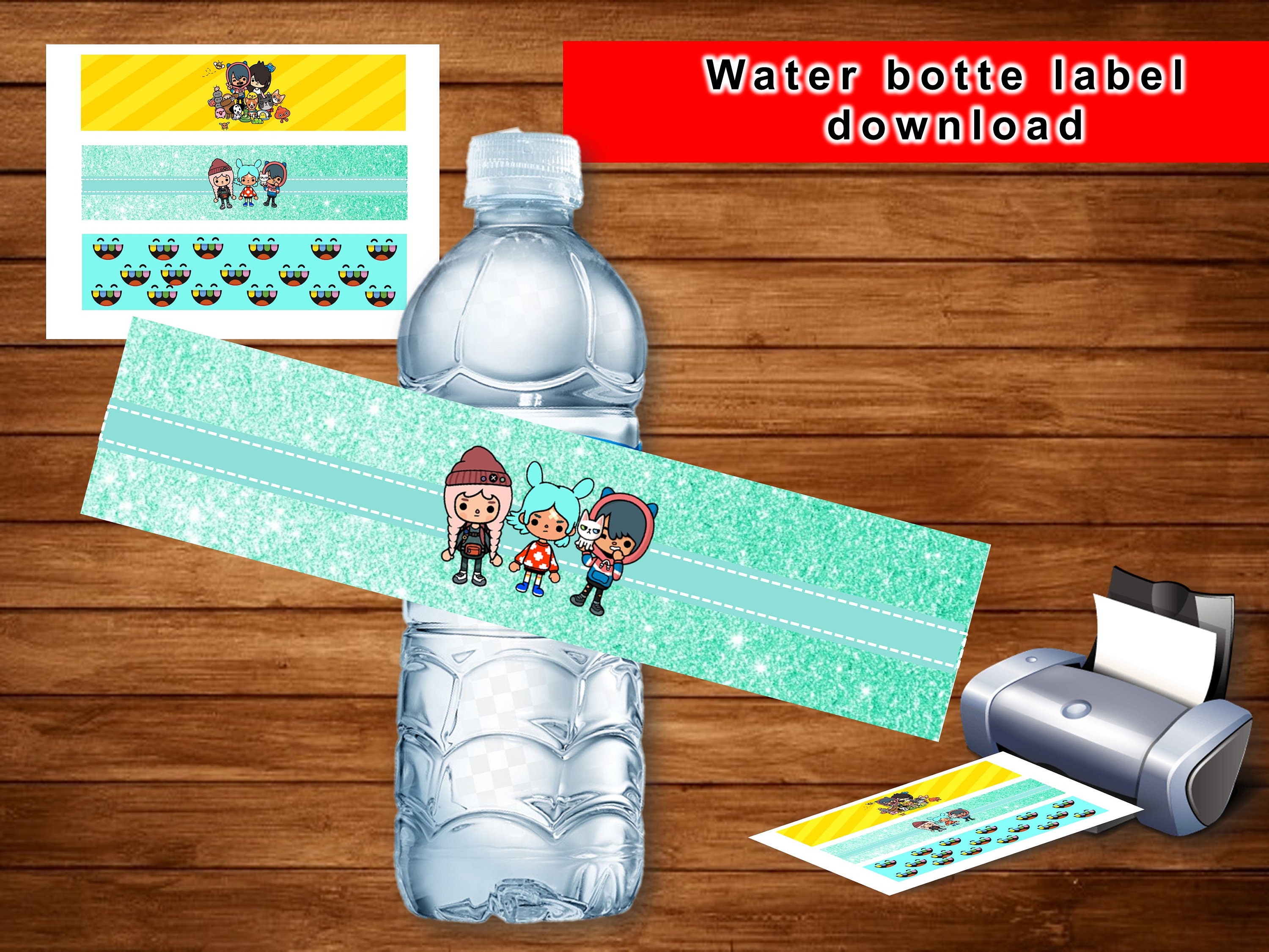 Toca Boca Water Bottle Label Printable Toca Boca Water | Etsy