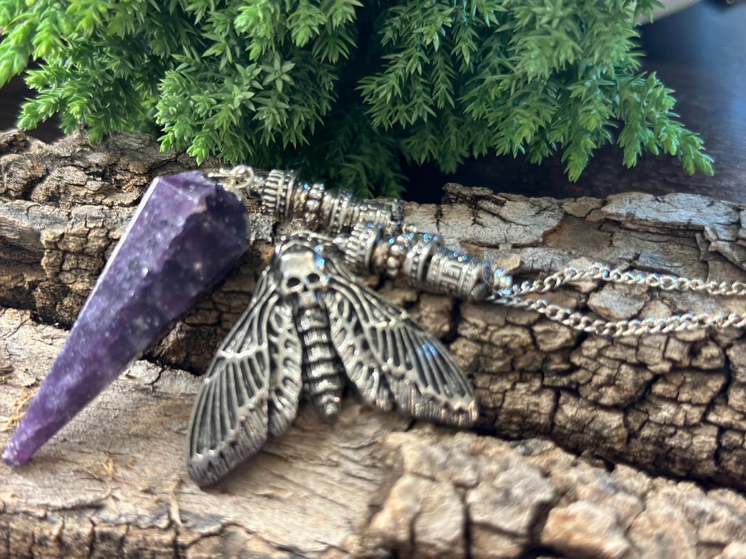 Death's Head Pendulum Lepidolite Pendulum Divination Dowsing Healing ...