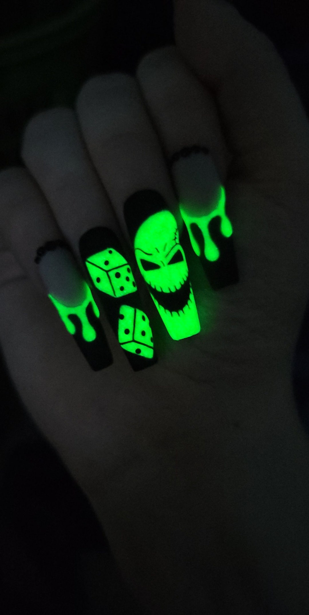 Oogie Boogie Nails Glow in the Dark Nails Press on Nails Halloween ...