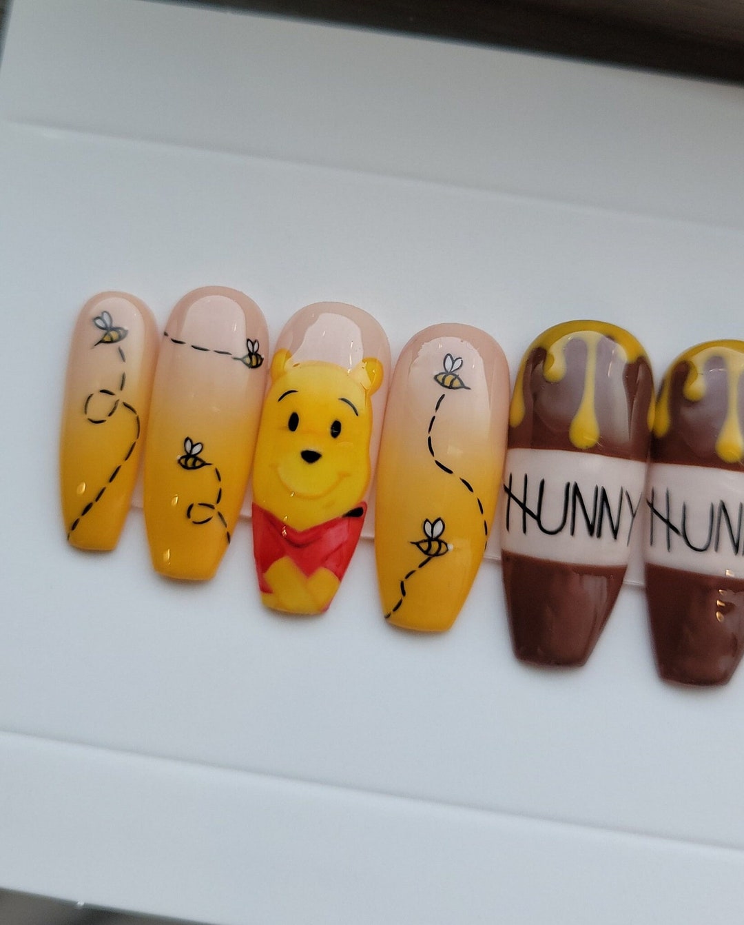 Pooh Bear Nails Summer Nails Press on Nails Cute Nails - Etsy