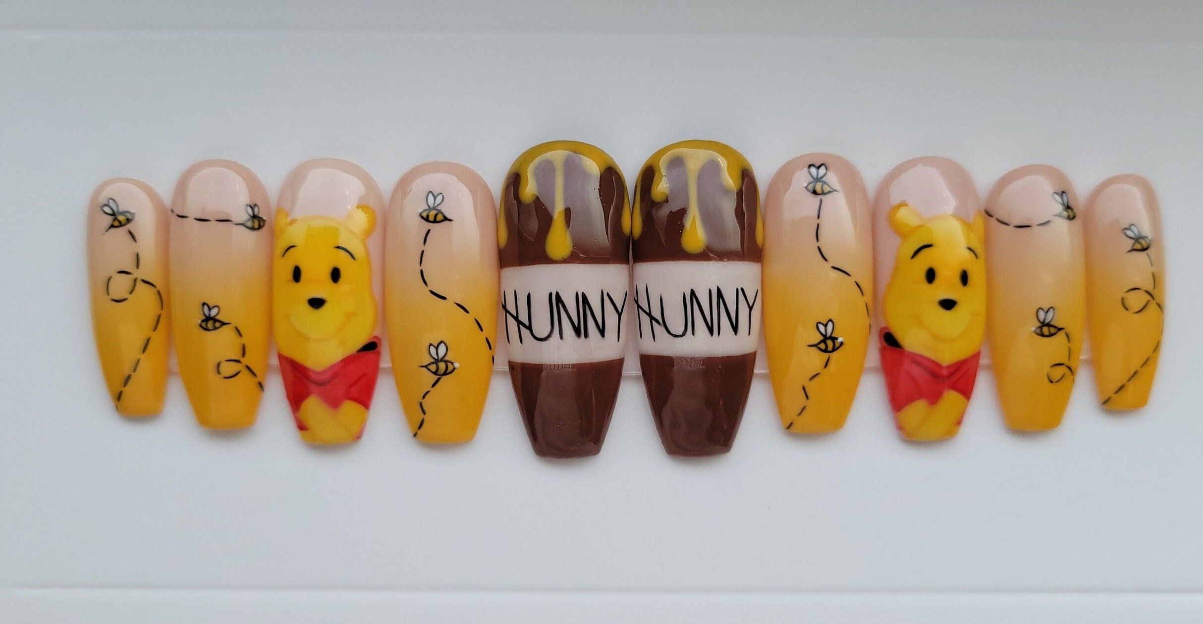 Pooh Bear Nails Summer Nails Press on Nails Cute Nails - Etsy