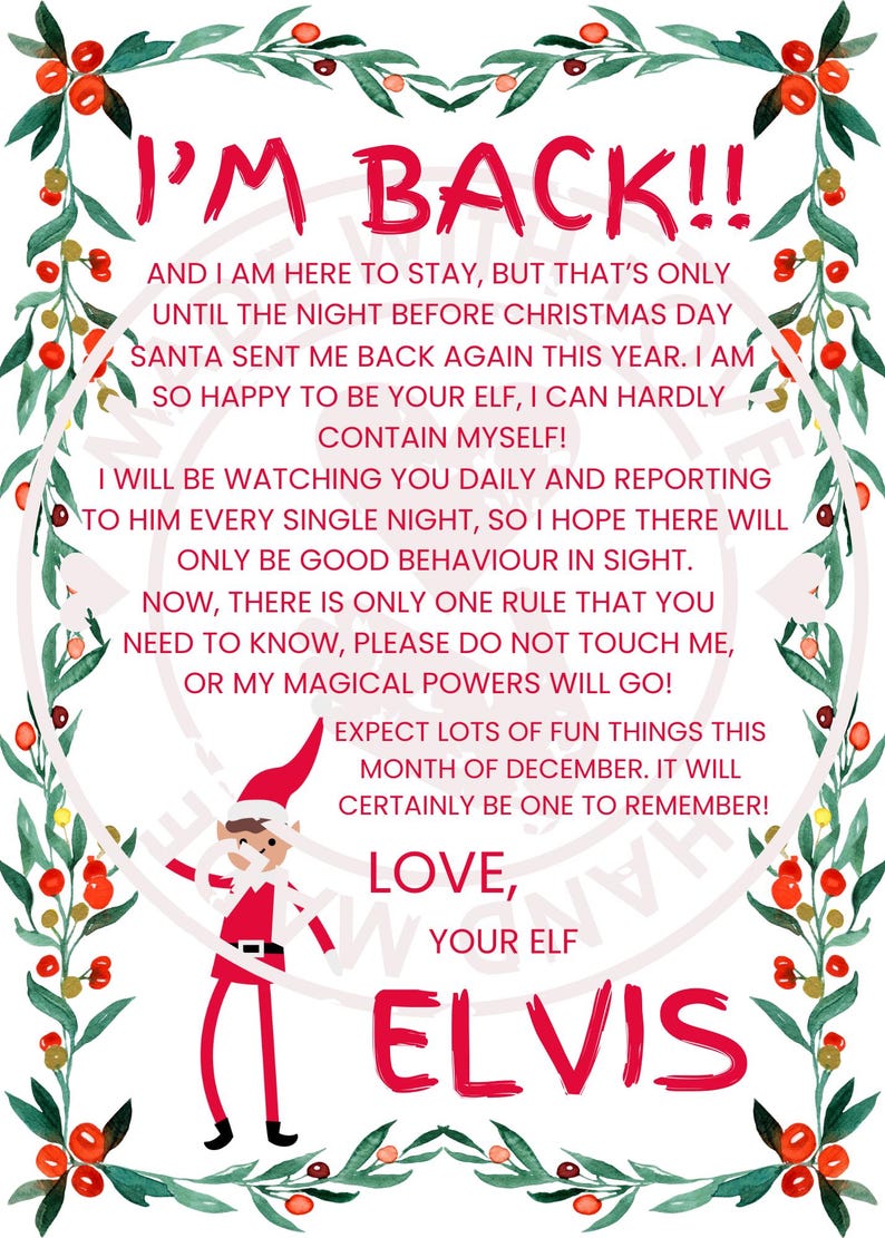 Elf on the Shelf Welcome Letter - Etsy