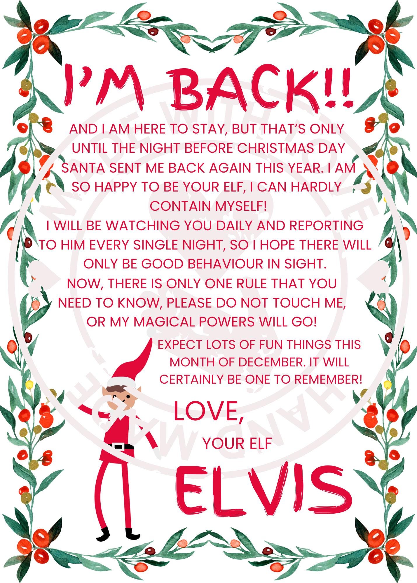 Elf on the Shelf Welcome Letter - Etsy