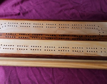 Walnut 2-player Cribbage Board W/abalone Inlays, Metal Playing Pieces ...
