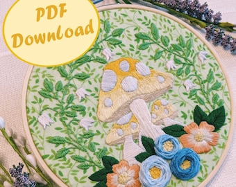 Fall Mushroom Embroidery Pattern PDF Download - Etsy