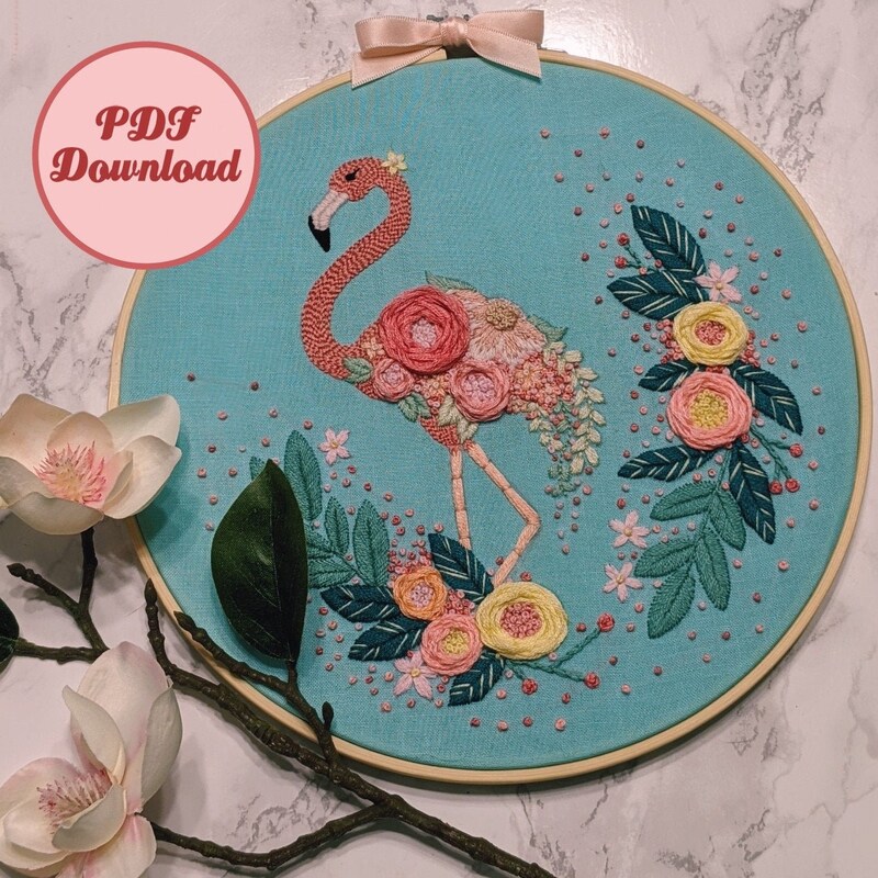 Flamingo Embroidery - Etsy