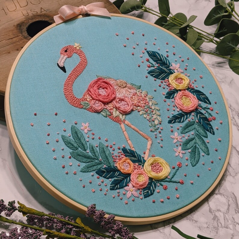 Flamingo Embroidery Pattern PDF Download - Etsy