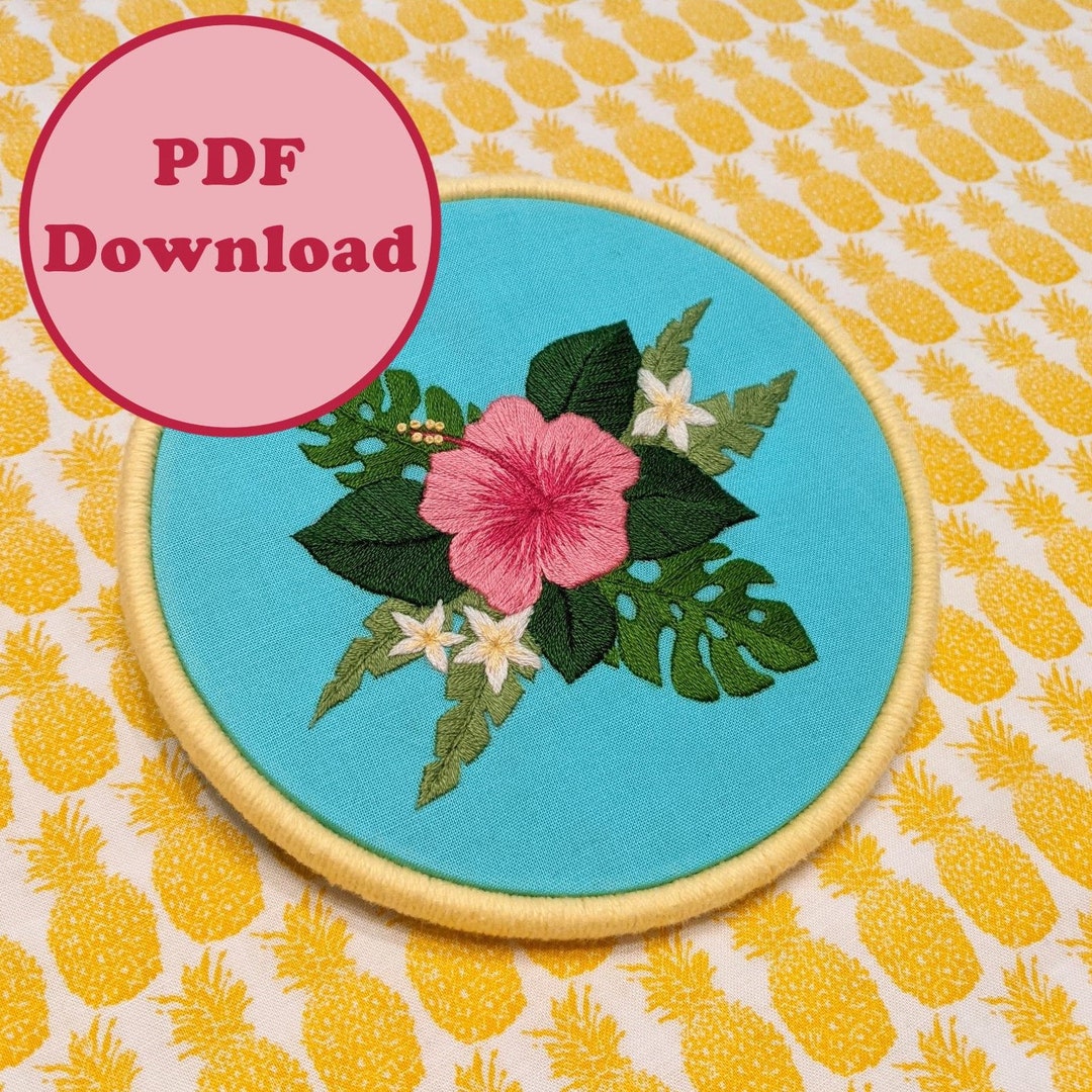 Hibiscus Flower Embroidery Pattern PDF Download - Etsy