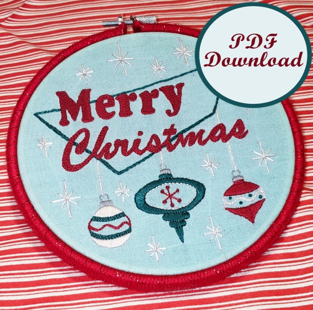 Retro Christmas Embroidery Pattern PDF Download - Etsy