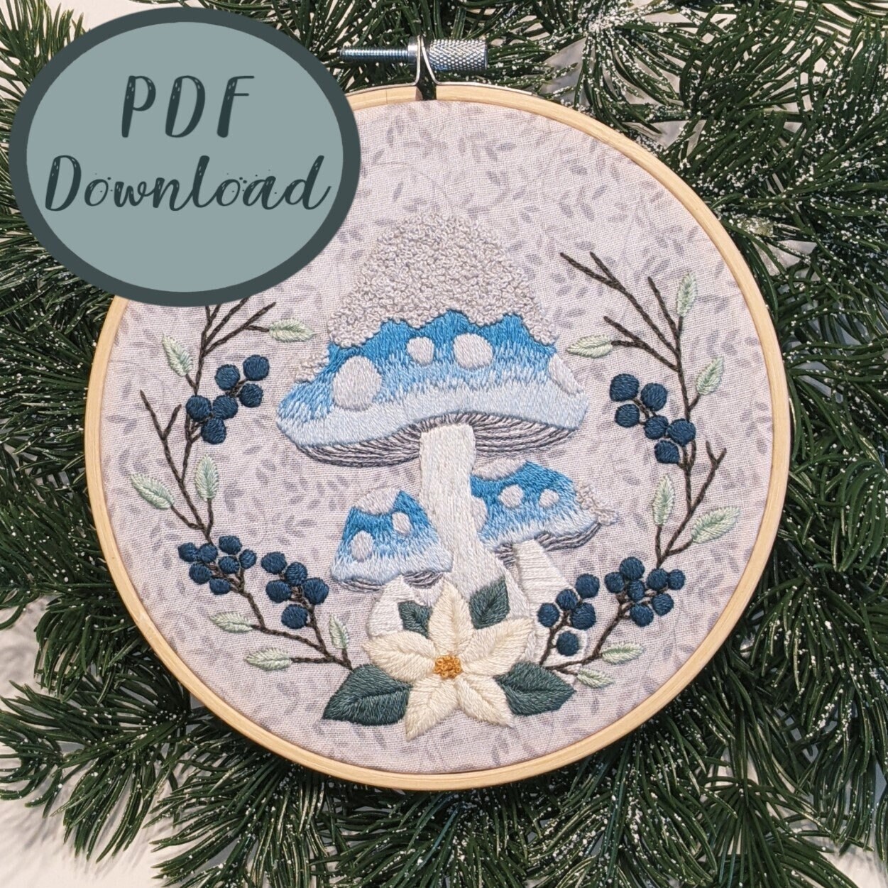 Winter Mushroom Embroidery Pattern PDF Download - Etsy