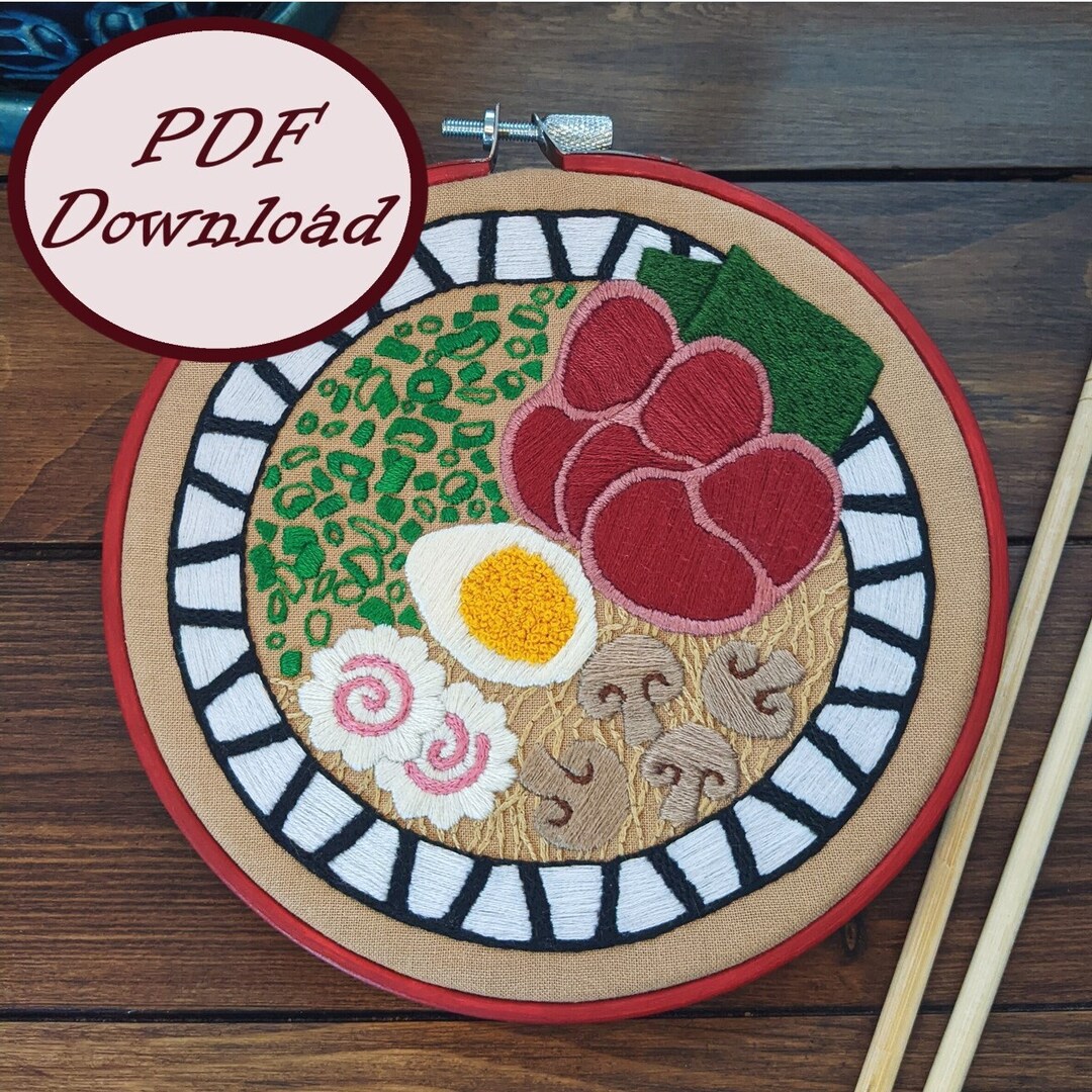 Ramen Embroidery Pattern PDF Download - Etsy