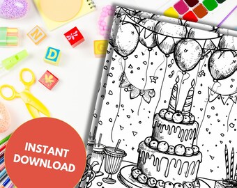 40 Page Birthday Coloring Book - Etsy