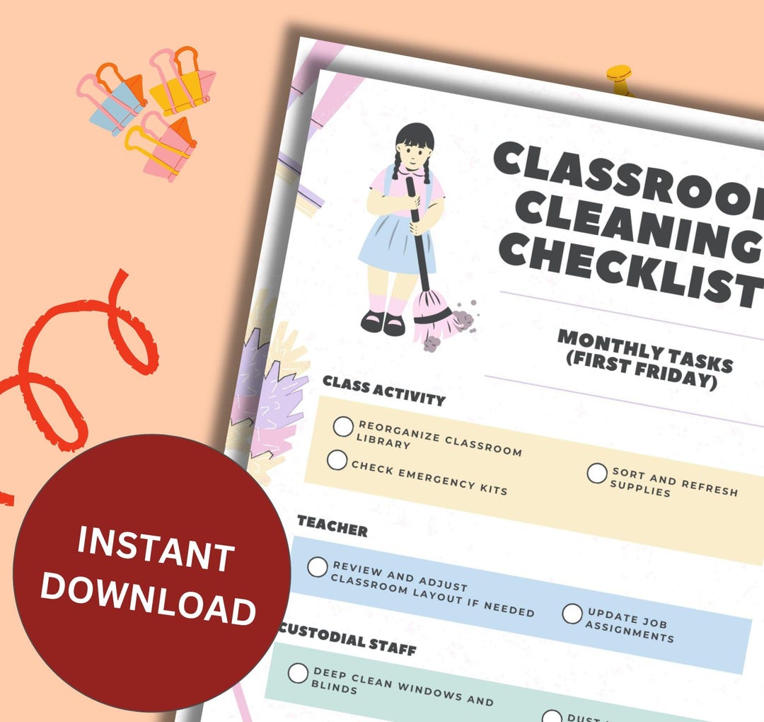 Classroom Cleaning Checklist - Etsy