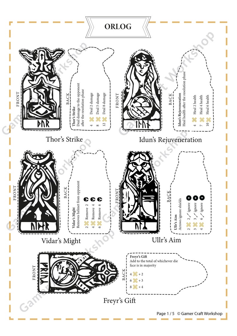 Orlog Dice Printable Game Assassin Creed Valhalla AC Etsy