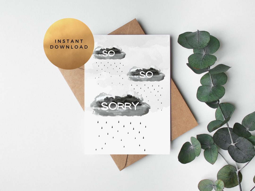 So Sorry Printable Sympathy Card, Downloadable Sympathy Card, Sending ...