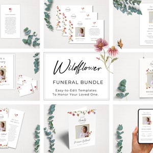 Wildflower Funeral Bundle, Canva Template, Celebration of Life, in ...