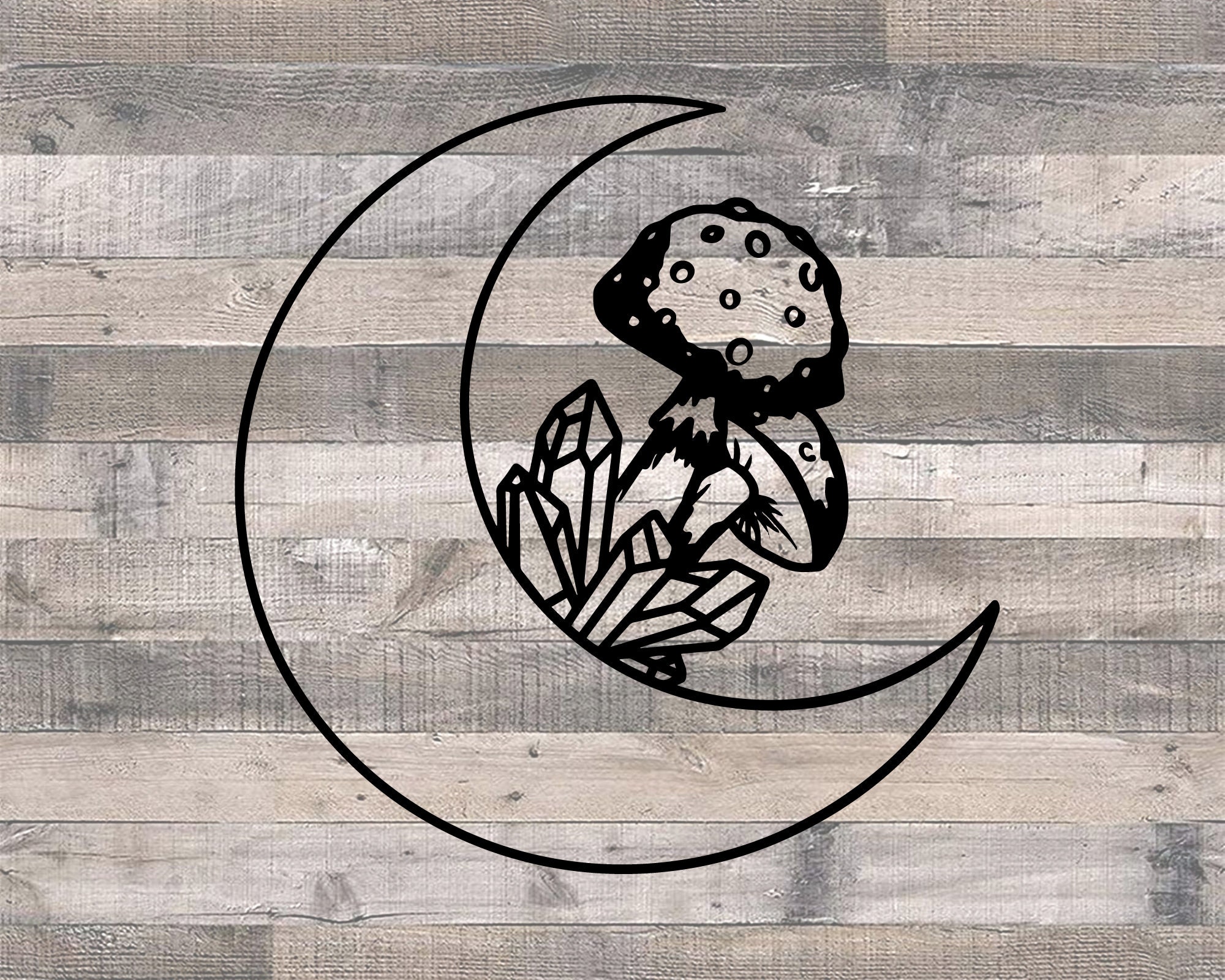 Mushroom and Crystal Moon Cut File SVG - Etsy