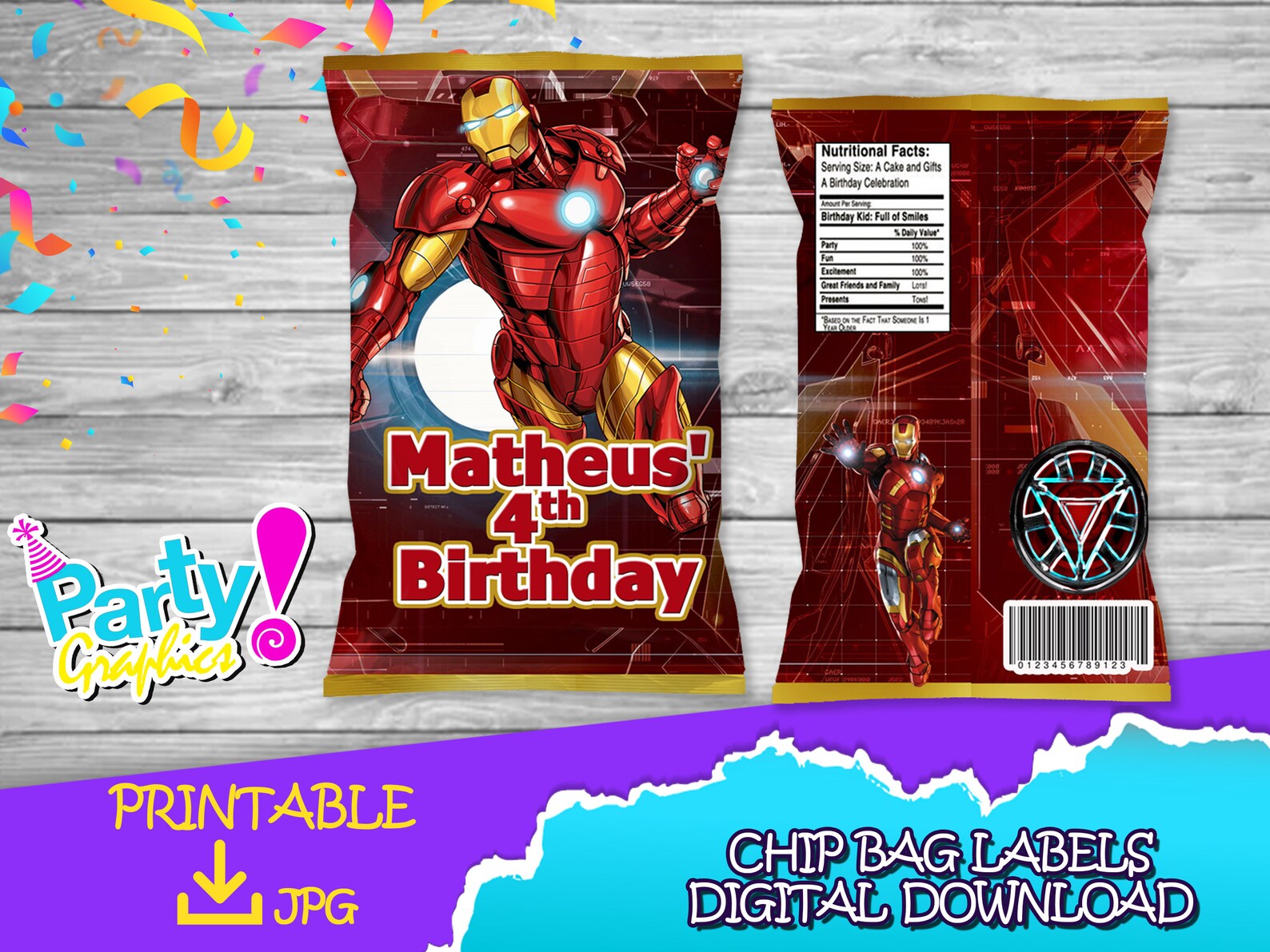 Iron Man Birthday Pack Chip Bag fruit Snacks-favor Bag - Etsy