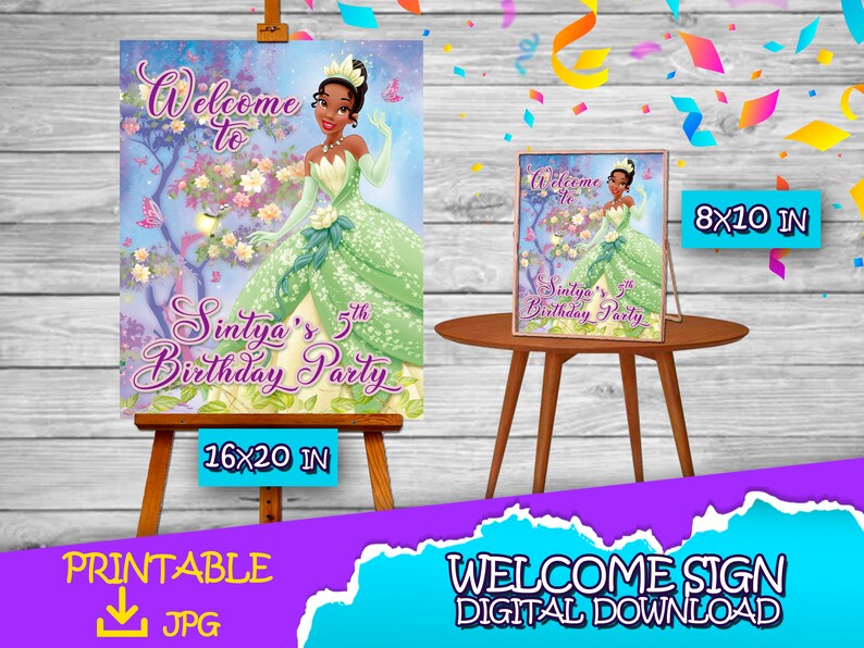 Welcome Sign TIANA Princess Tiana Birthday Welcome Sign - Etsy