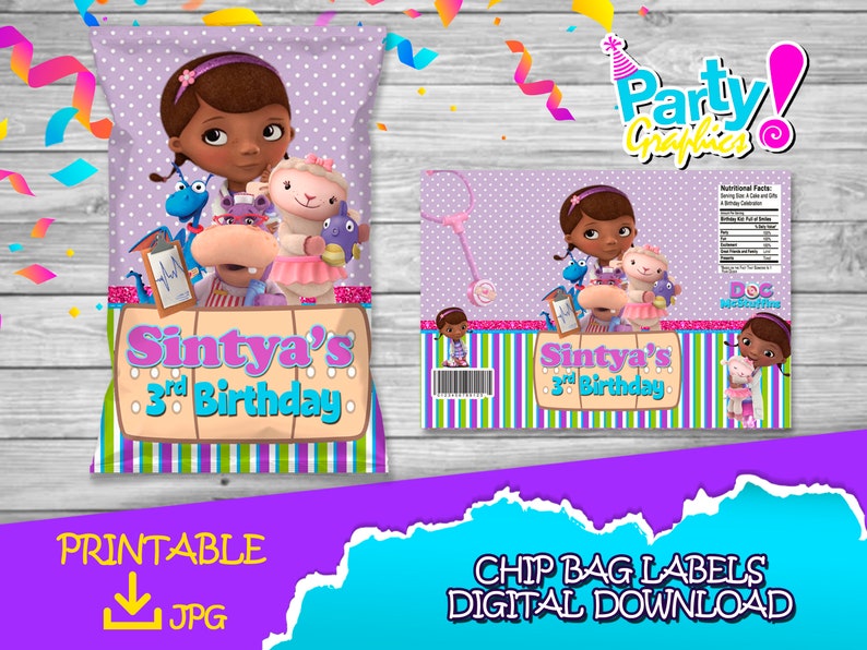 Doc Mcstuffins Birthday Pack Chip Bag fruit Snacks-favor - Etsy