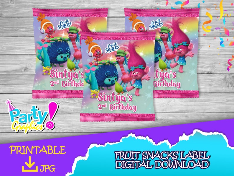 Trolls Birthday Pack Chip Bag fruit Snacks-favor Bag Juice - Etsy