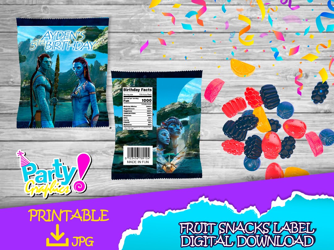 AVATAR Birthday Party - Fruit Snacks Label - DIGITAL DOWNLOAD- Avatar ...
