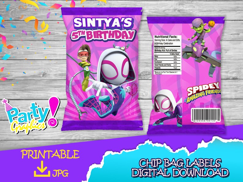 Spidey and His Amazing Friends Chip Bag Label DIGITAL - Etsy
