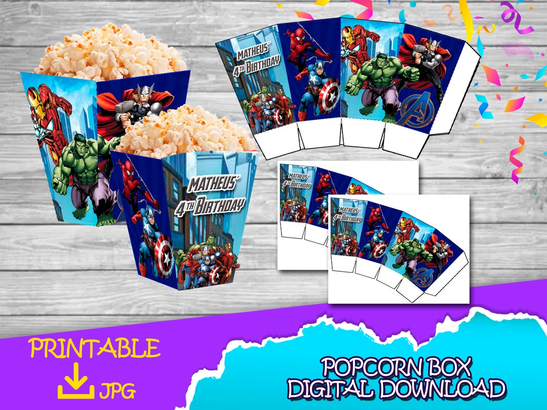 AVENGERS POPCORN - Avengers Popcorn Box - Candy Box - 4x2.75in ...