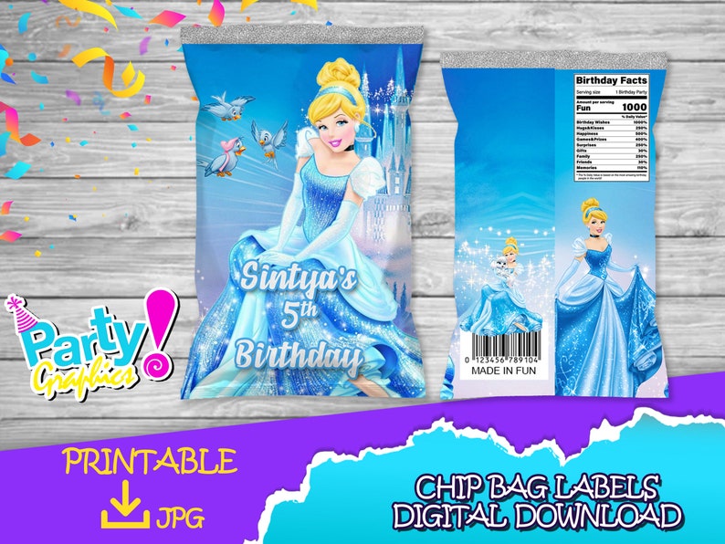 Cinderella Princess Chip Bag Label DIGITAL DOWNLOAD - Etsy