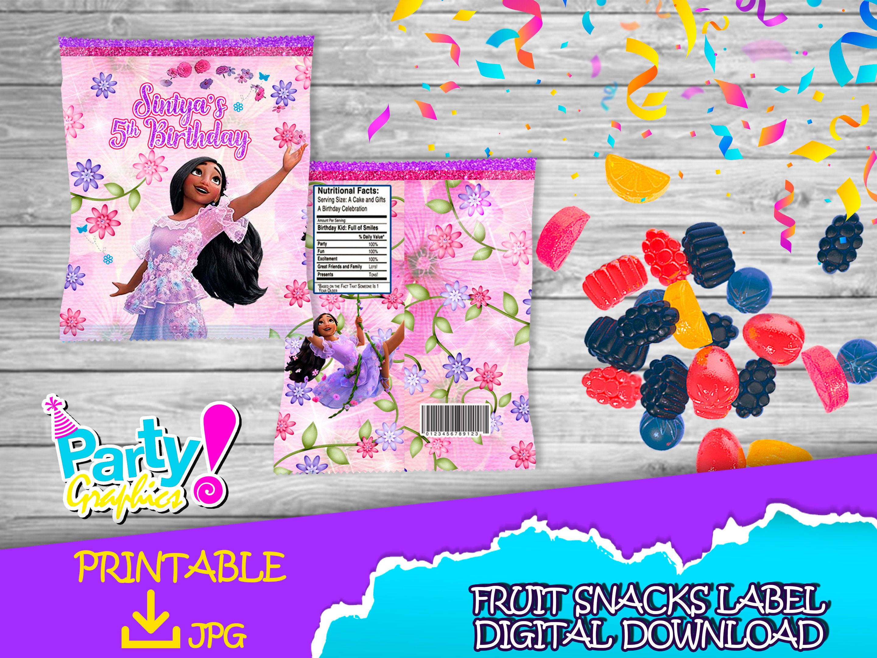 Isabella Encanto Birthday Pack Chip Bag fruit Snacks-favor - Etsy