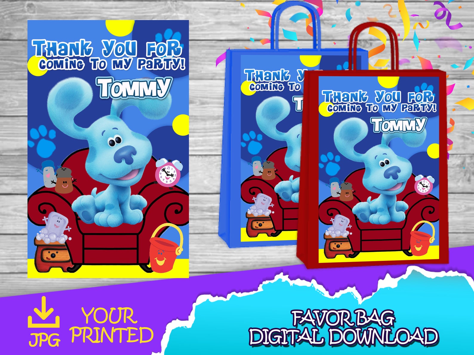 Blue's Clues Birthday Party Favor Bag Label DIGITAL - Etsy